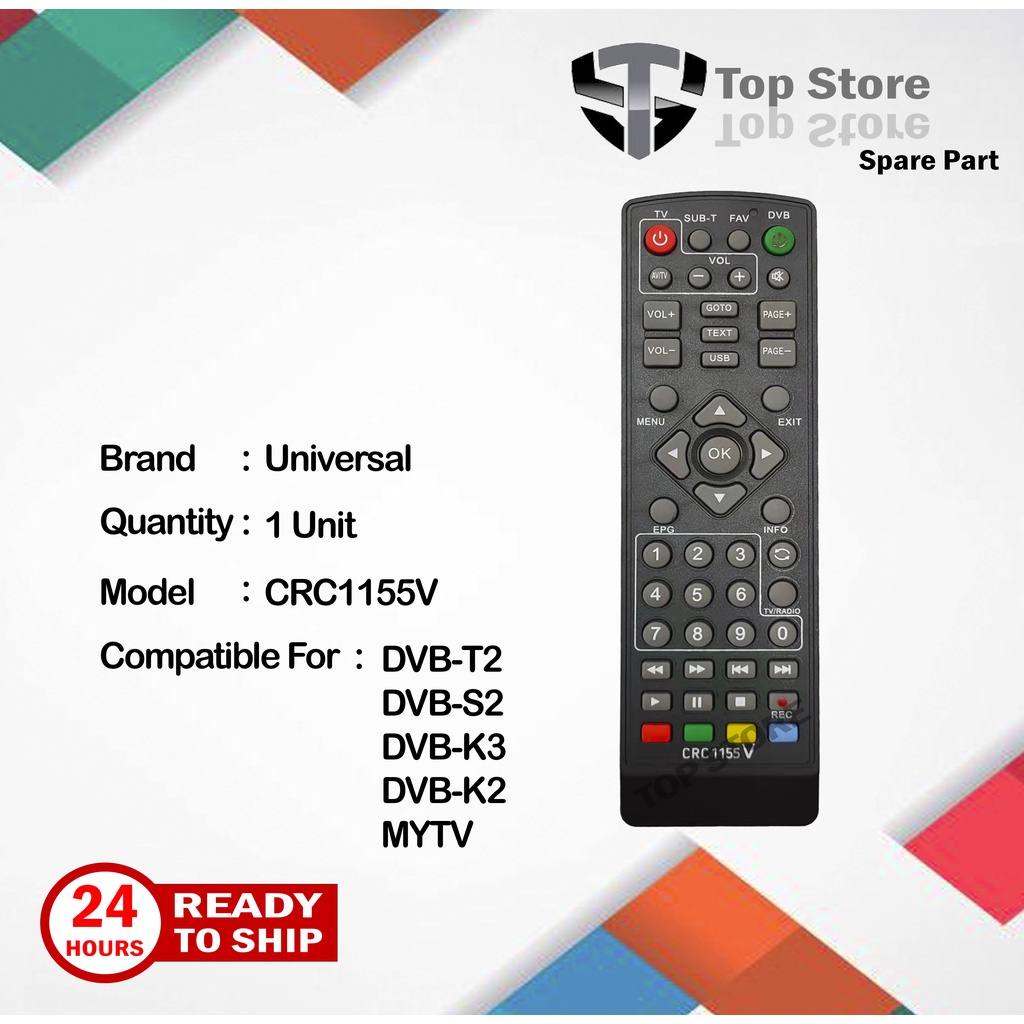 CRC1155V Universal MYTV Remote Control Replacement DVB-T2 DVB-S2 DVB-K3 DVB-K2 MYTV | Shopee ...