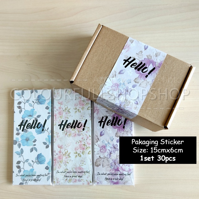 30pcs 15x6cm Flower (B) Thank You Packaging Seal Sticker Long Unique ...