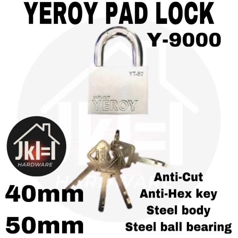 [100% ORIGINAL] YEROY Y-9000 Anti-Cut Padlock 40mm / 50mm 锁头 | Shopee ...