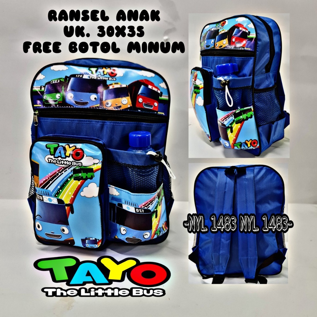 Tayyo School bus Character Boys Backpack Free Drink Bottle | Shopee ...