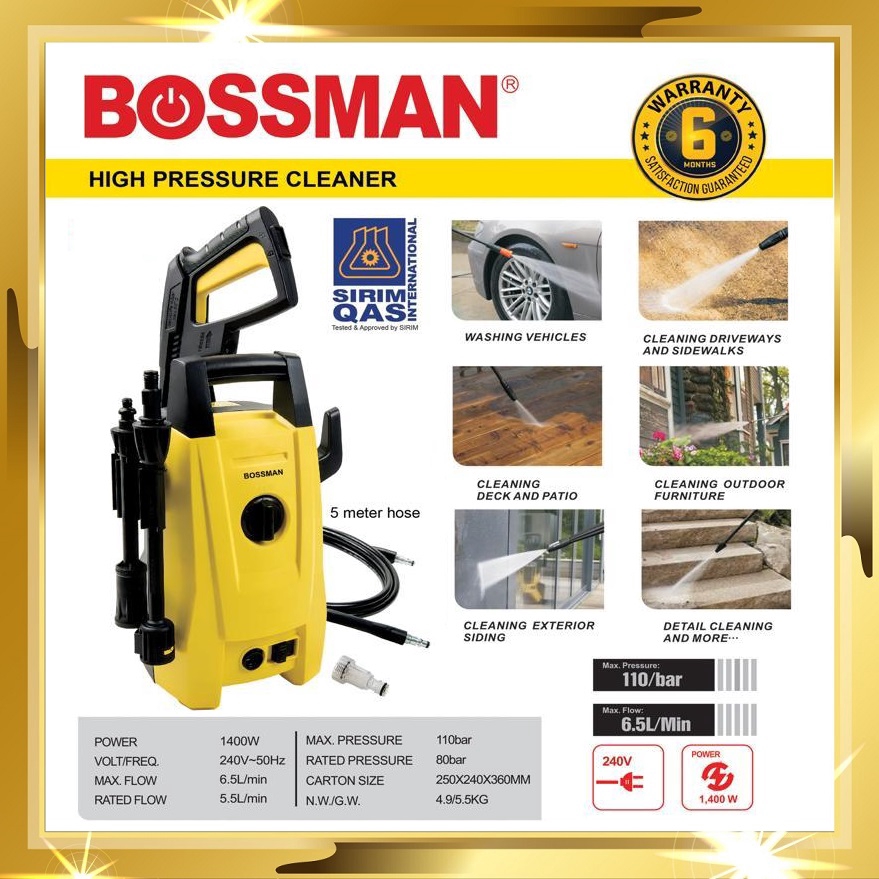 BOSSMAN High Pressure Washer BPC4830 2000w / BPC1070 1700w / BPC117 ...