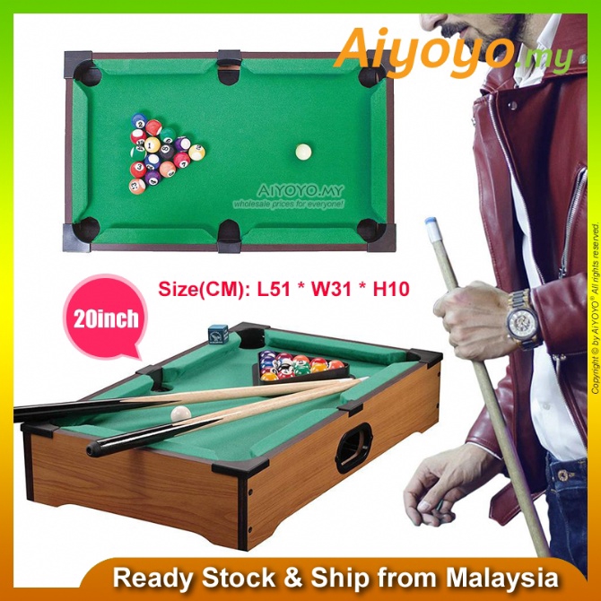 20" Wooden Portable Compact Mini Tabletop Pool table Snooker Game ...