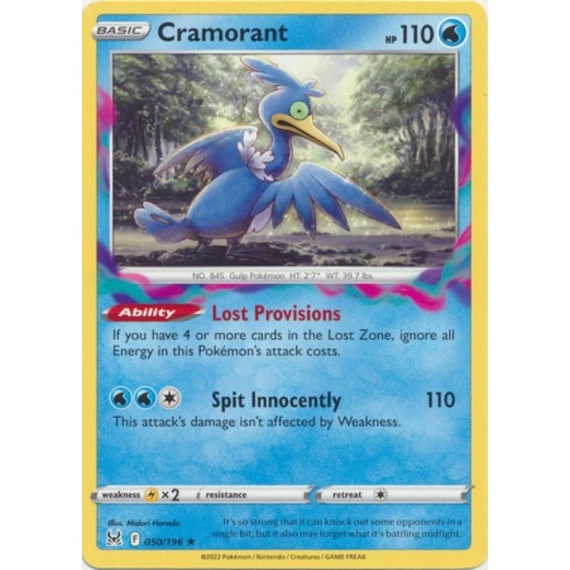 Pokemon tcg Cramorant - 050/196 - Rare Sword & Shield: Lost Origin ...