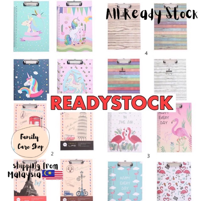 FCS A4 clipboard paper holder board office school stationery unicorn ...