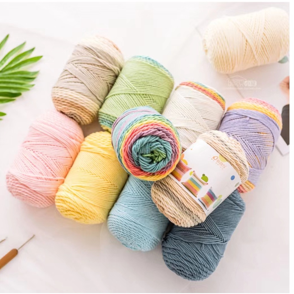 5ply Milk Cotton Yarn/ Handmade DIY Knitting Wool/ Rainbow Yarn/ Benang ...