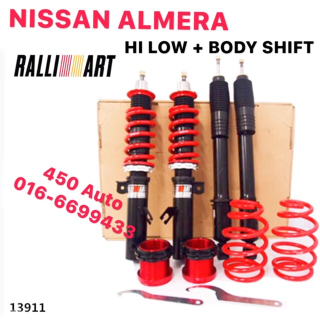 NISSAN ALMERA N17 ADJUSTABLE HI LOW BODY SHIFT ABSORBER + SPRING SET ...
