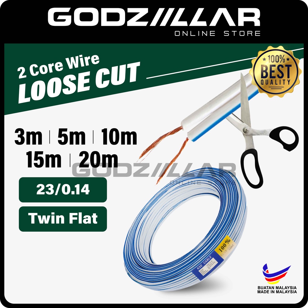 (Loose Cut) 23/0.14 x 2 Core Flexible Cable | Blue White Twin Flat Wire ...