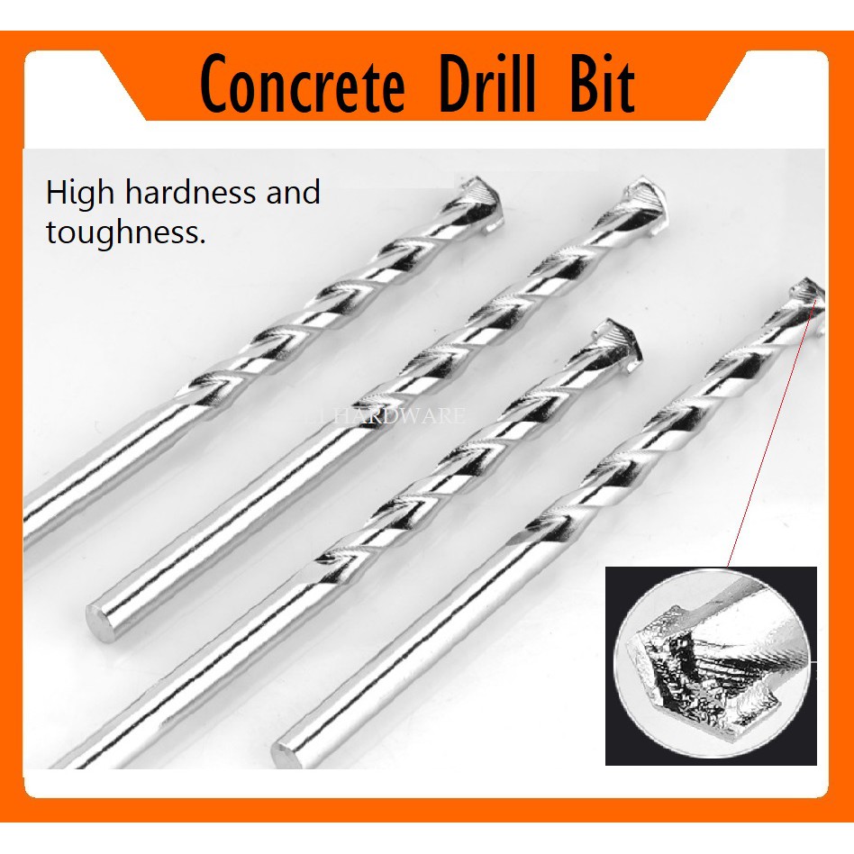 Mata Bor Tebuk Batu Dinding Mata Gerudi Simen Impact Drill Bit Bits Set ...