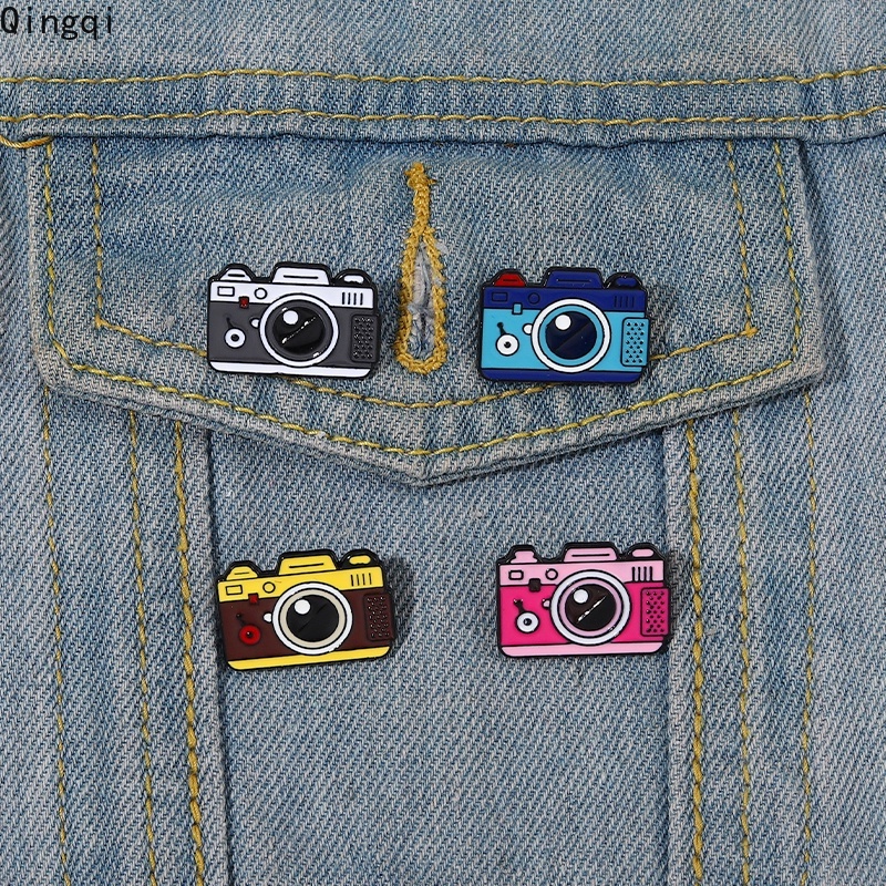 Cartoon Colorful Camera Enamel Pins Camera Recording Outdoor Landscape ...