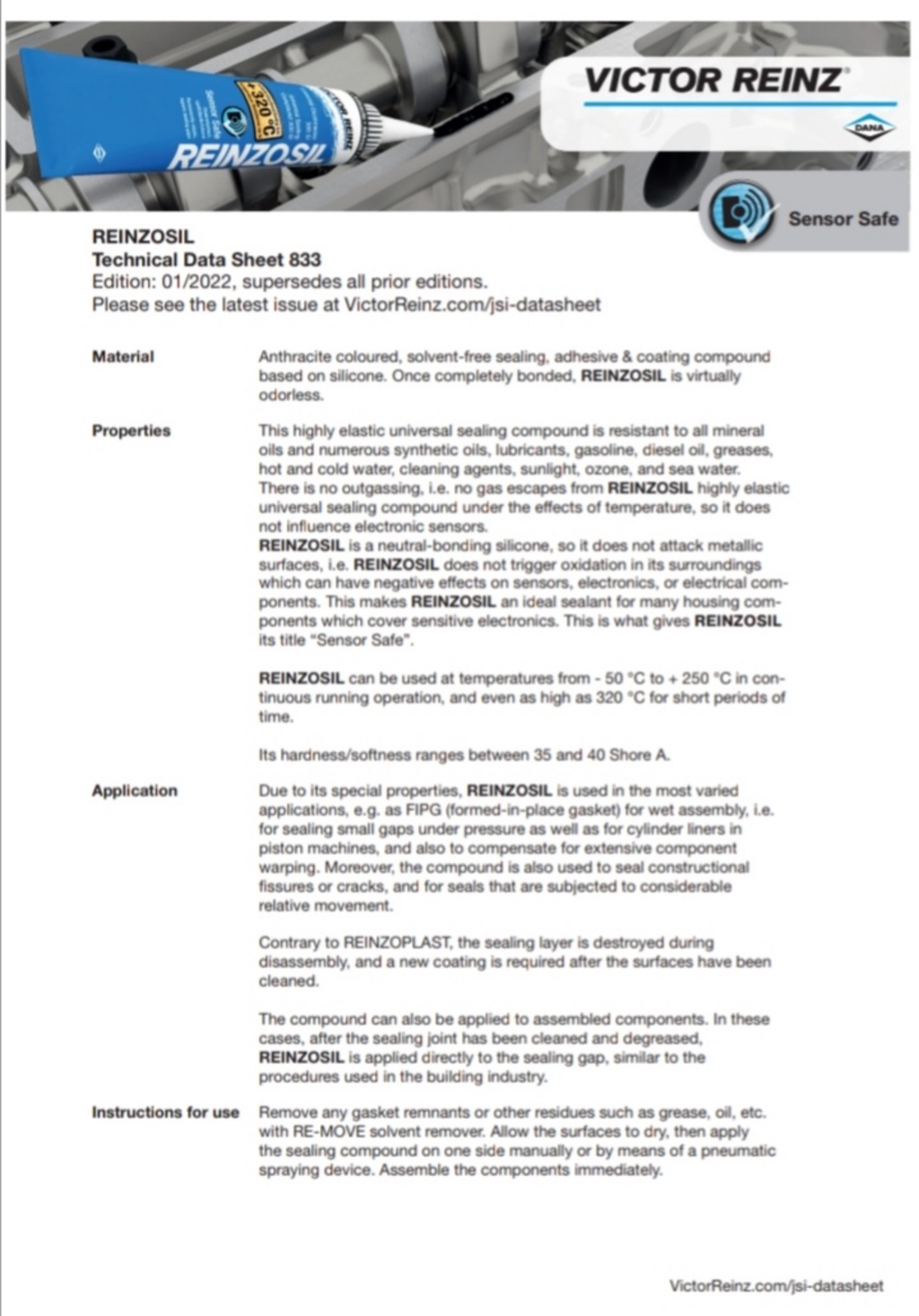 100% Original Gasket Gum Reinzosil 320 Celcius Victor Reinz 70ml Sealing Silicone Sealant ...