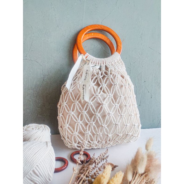 Macrame Net Bag ( Crochet Bag, Crochet Bag, Macrame, Korean Style ...
