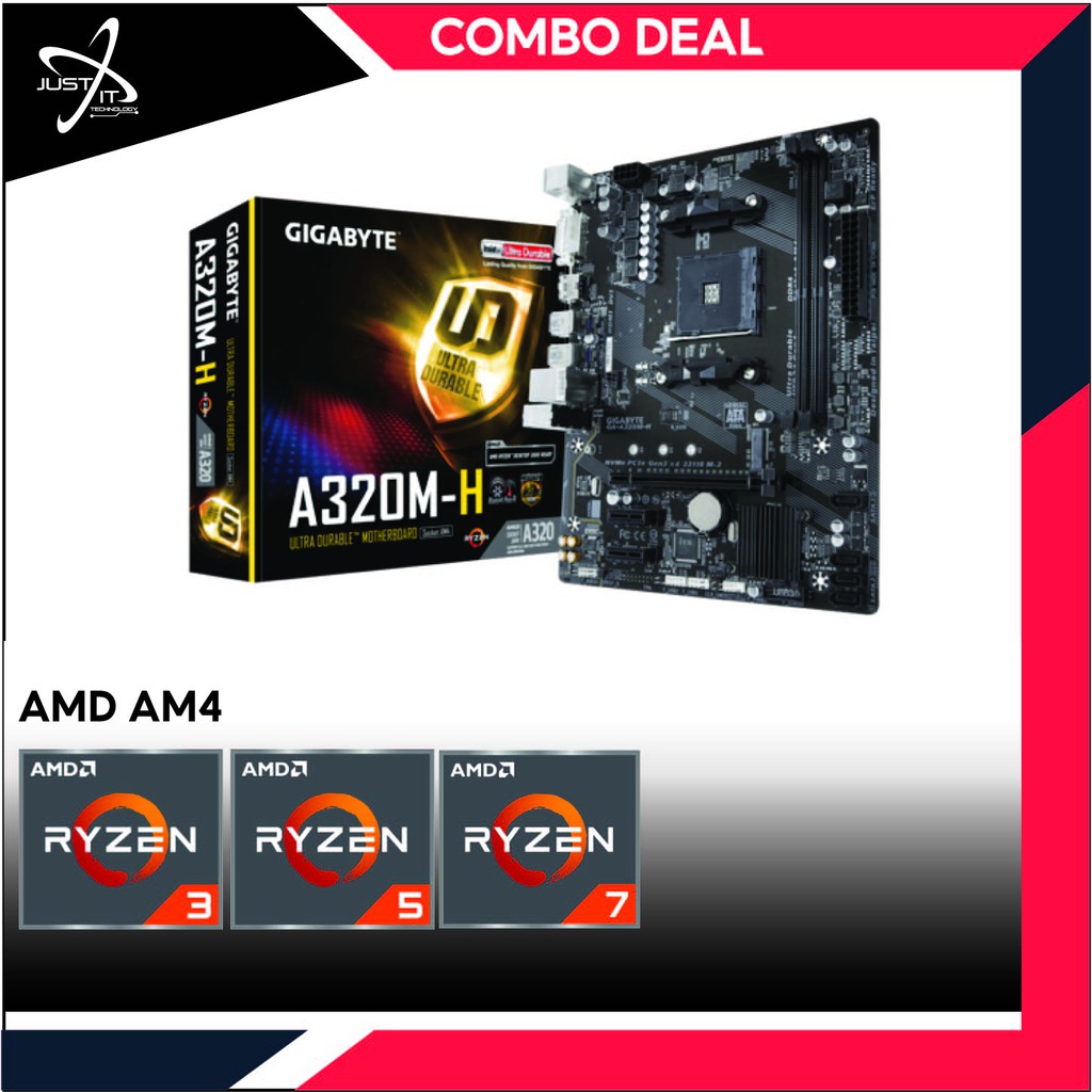 GIGABYTE A320M-H AM4 MAINBOARD COMBO DEAL RYZEN 3 3200G / RYZEN 5 4500 ...