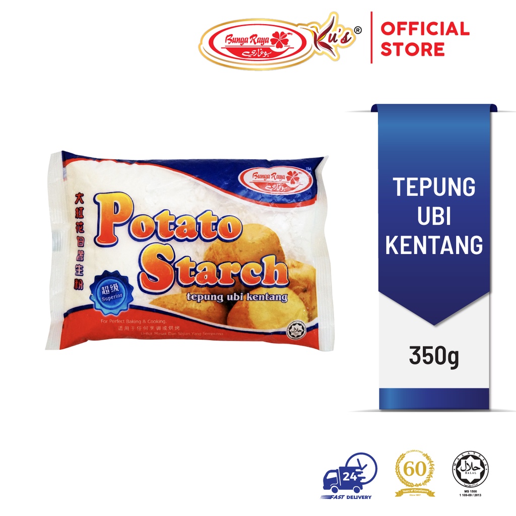BUNGA RAYA KUS Tepung Ubi Kentang 350g || BUNGA RAYA KUS Potato Starch ...