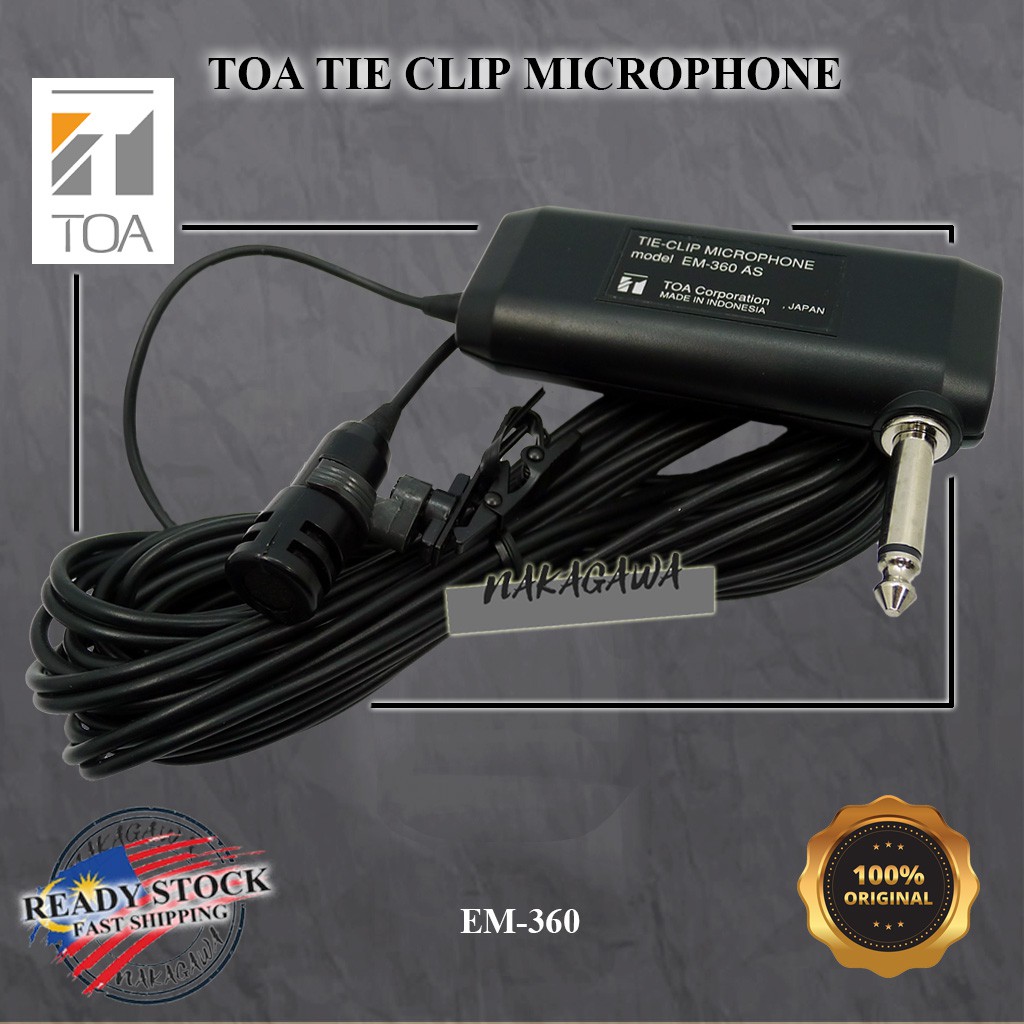 TOA ORIGINAL EM-360 / EM-361 AS TIE-CLIP MICROPHONE WITH Cable TOA ...