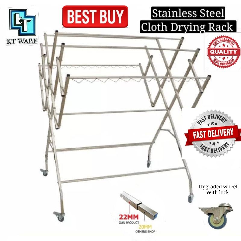 KT WARE W Type Stainless Steel Clothes Hanger Drying Rack Penyidai baju ...
