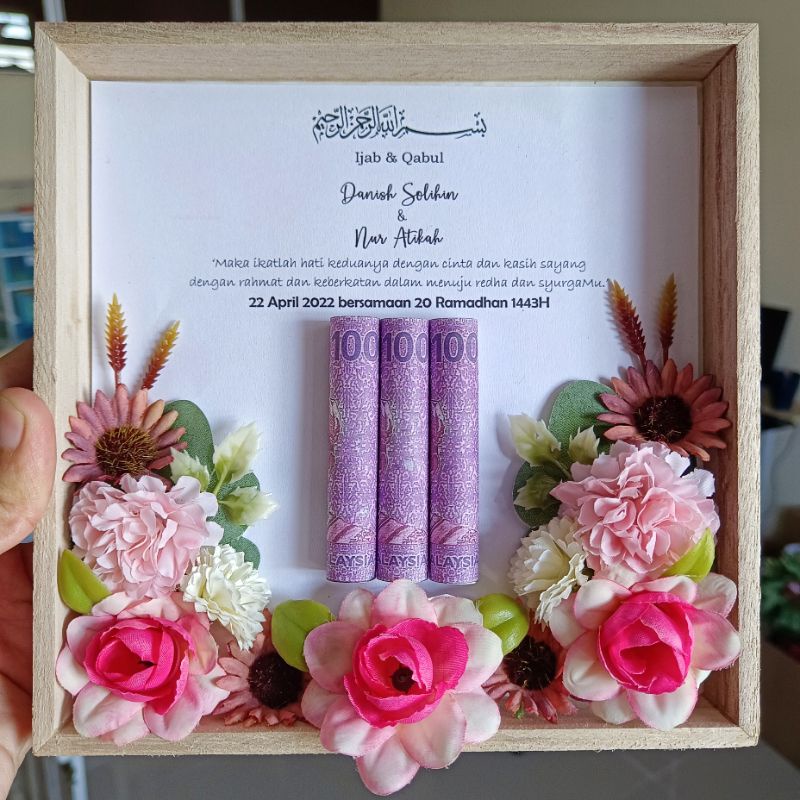 🔥TIADA COVER DEPAN🔥FRAME DUIT HANTARAN MURAH BAJET BUNGA CANTIK MAS ...