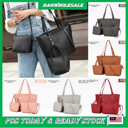 💥READY STOCK + 💥3 In 1 Handbag Bag Beg Tote Set Shoulder Sling | Shopee ...
