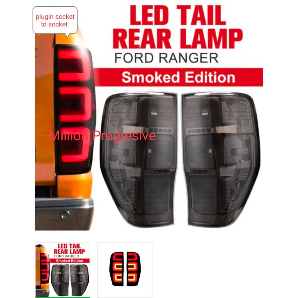 FORD RANGER T6 & T7 SMOKE LED LIGHT BAR 3L TAILGATE (2PCS PER SET ...