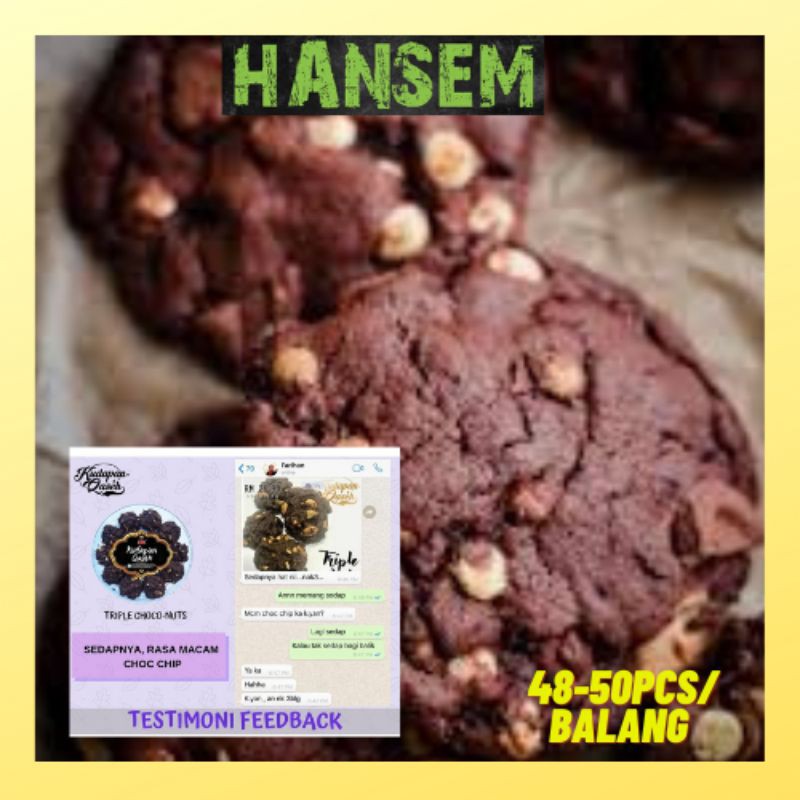 HANSEM Biskut RAYA Triple Chocolate Chips Kudapan Qaseh(48-50 pcs ...