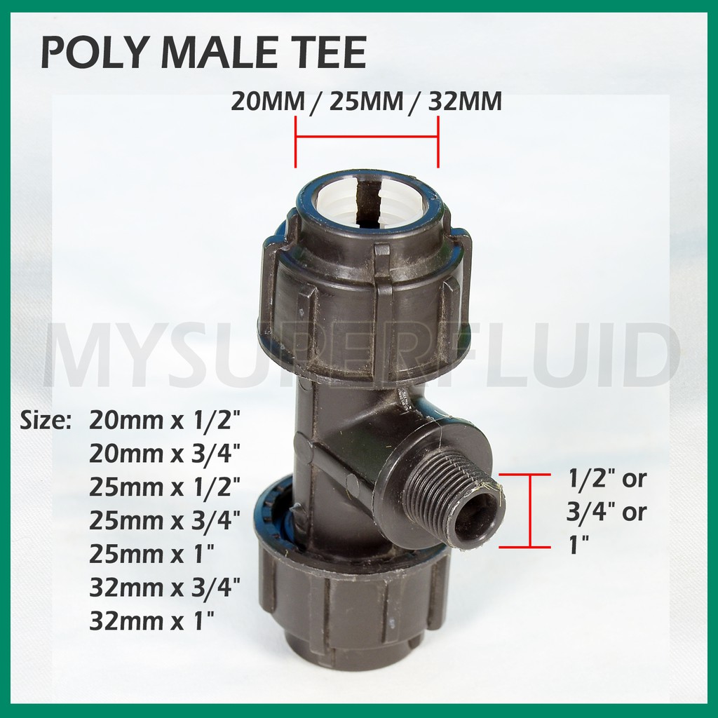 POLY FITTINGS HDPE POLY MALE TEE [20mm] [25mm] [32mm] | Shopee Malaysia