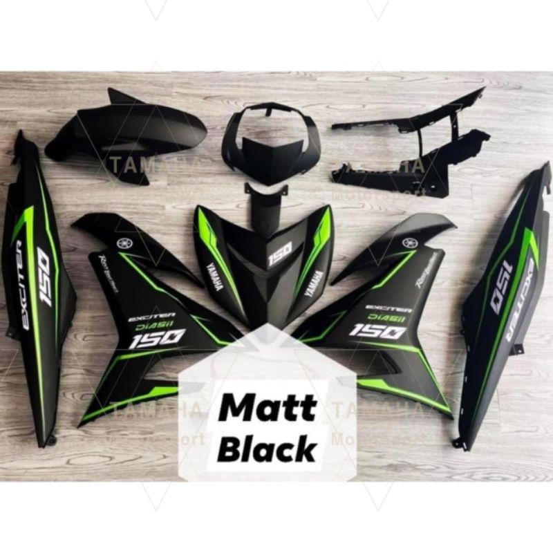 Yamaha Y15 Y15zr V1 V2 Exciter black green black matt cover set free emblem(×4) | Shopee Malaysia