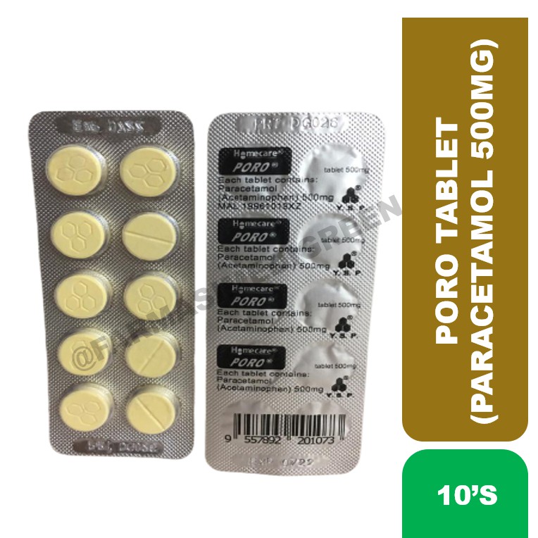 Homecare Poro Tablet (Paracetamol 500MG) 10'S (1 STRIP) (EXP: 06/26 ...