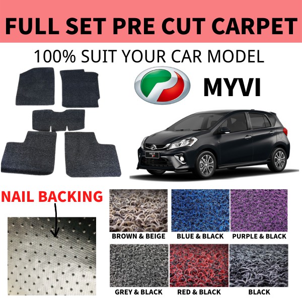 MYVI OLD / 12-17 / 18-24 Customized 12MM Car Coil Floor Mat Carpet Nail ...