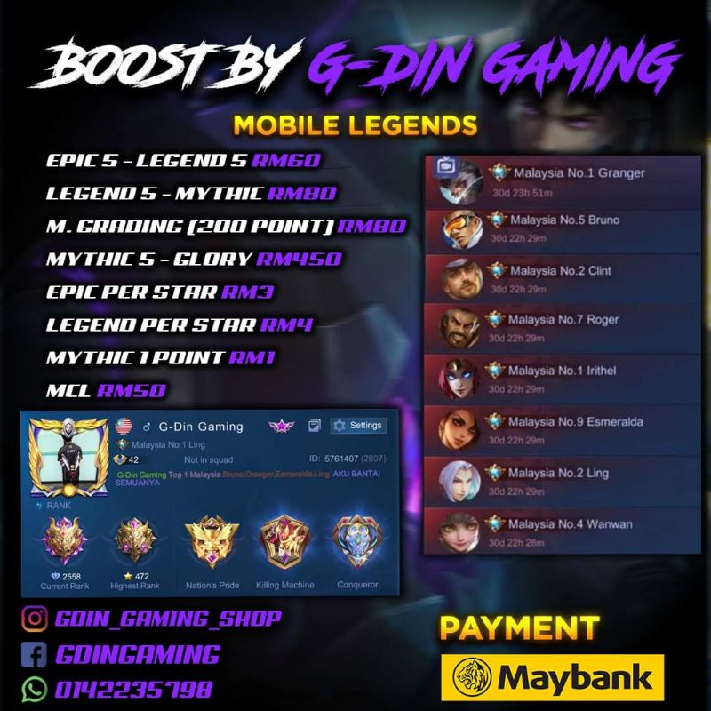 BOOSTING/ JOKI RANK ACCOUNT MOBILE LEGENDS MLBB SERVICE EPIC LEGEND ...