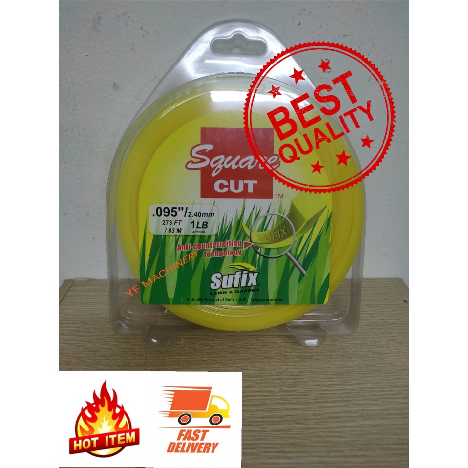 READY STOCK SUFIX 1LB BRUSH CUTTER LINE NYLON ROPES-SQUARE CUT 2.4mm（TALI MESIN RUMPUT SUFIX ...