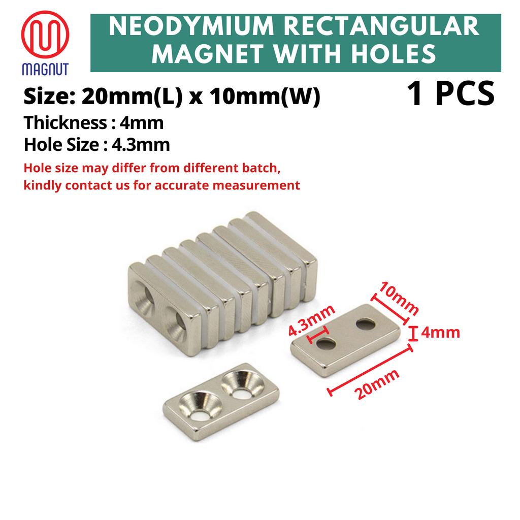 1pcs - 20mm x 10mm x 4mm Rare Earth Neodymium Rectangular Magnet with ...