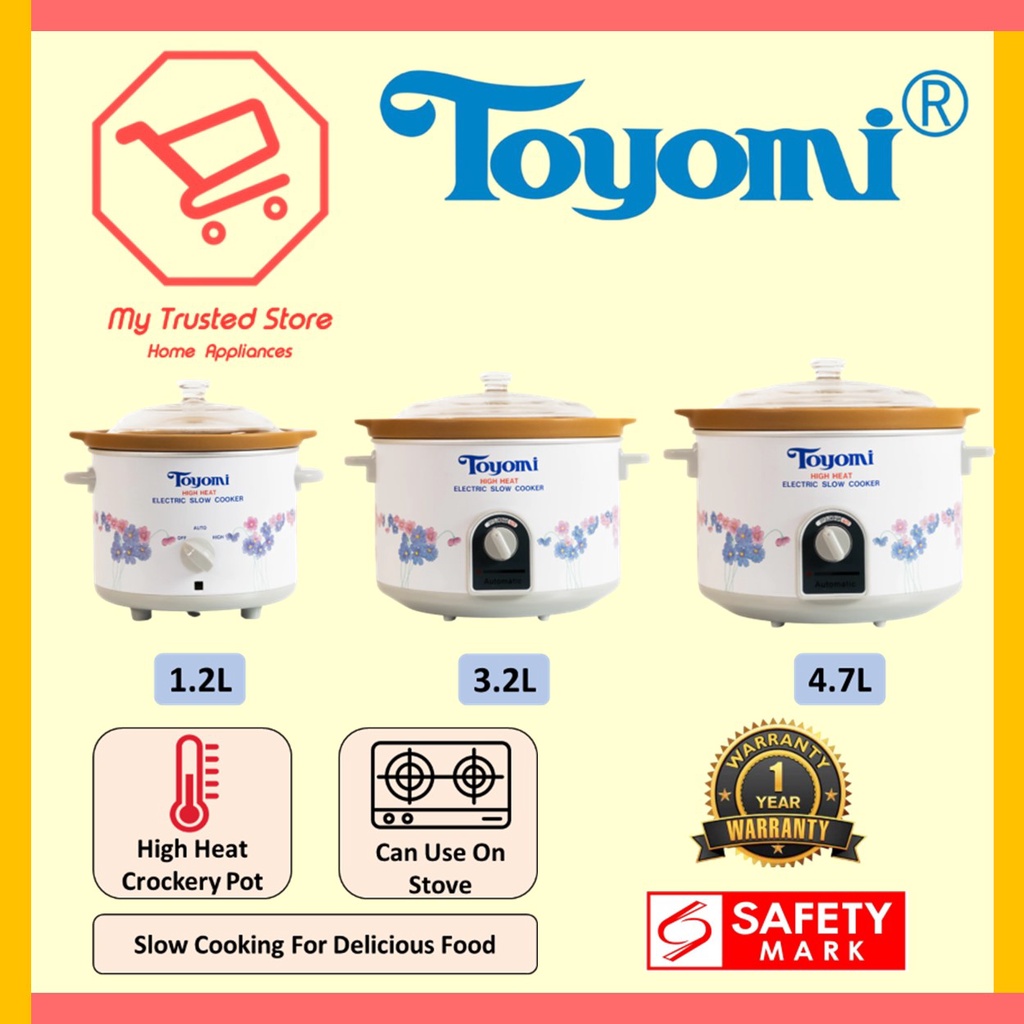 TOYOMI Slow Cooker with High Heat Pot 1.2L HH 1500A / 3.2L HH 3500A / 4 ...