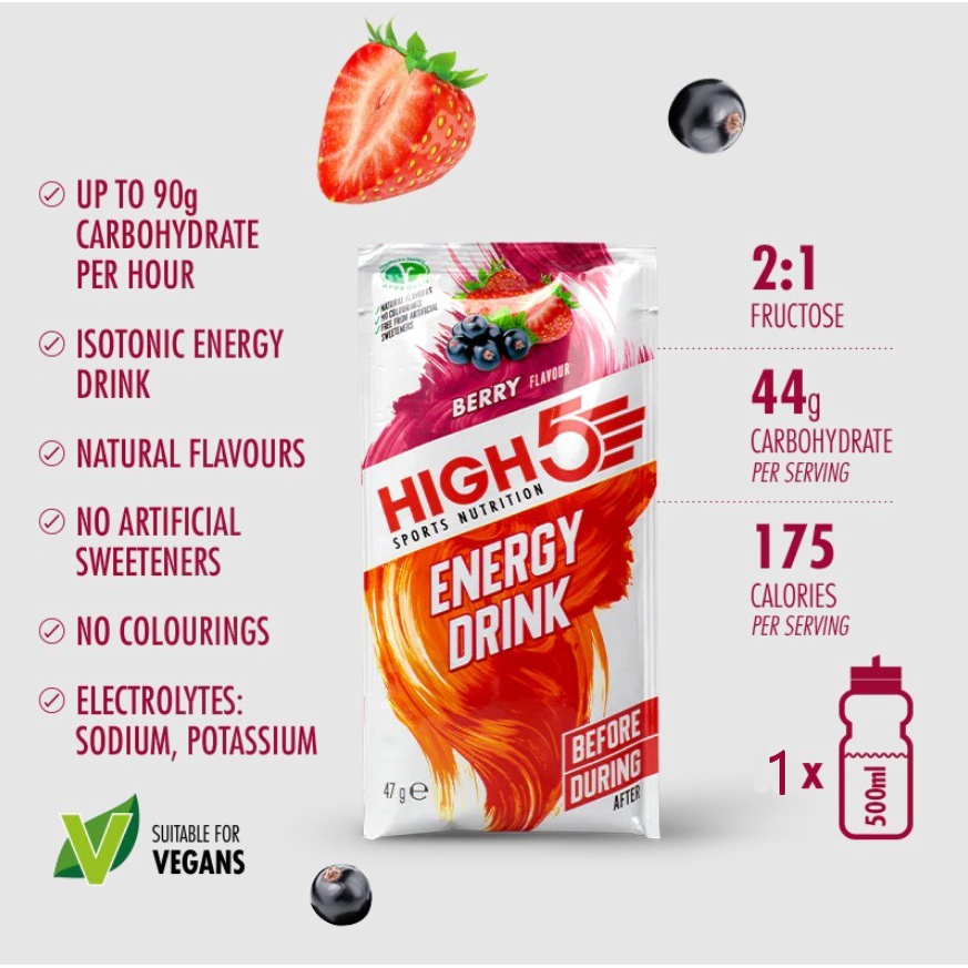 High5 Energy Drink Powder Sachet (Regular non-caffeine, caffeinated ...
