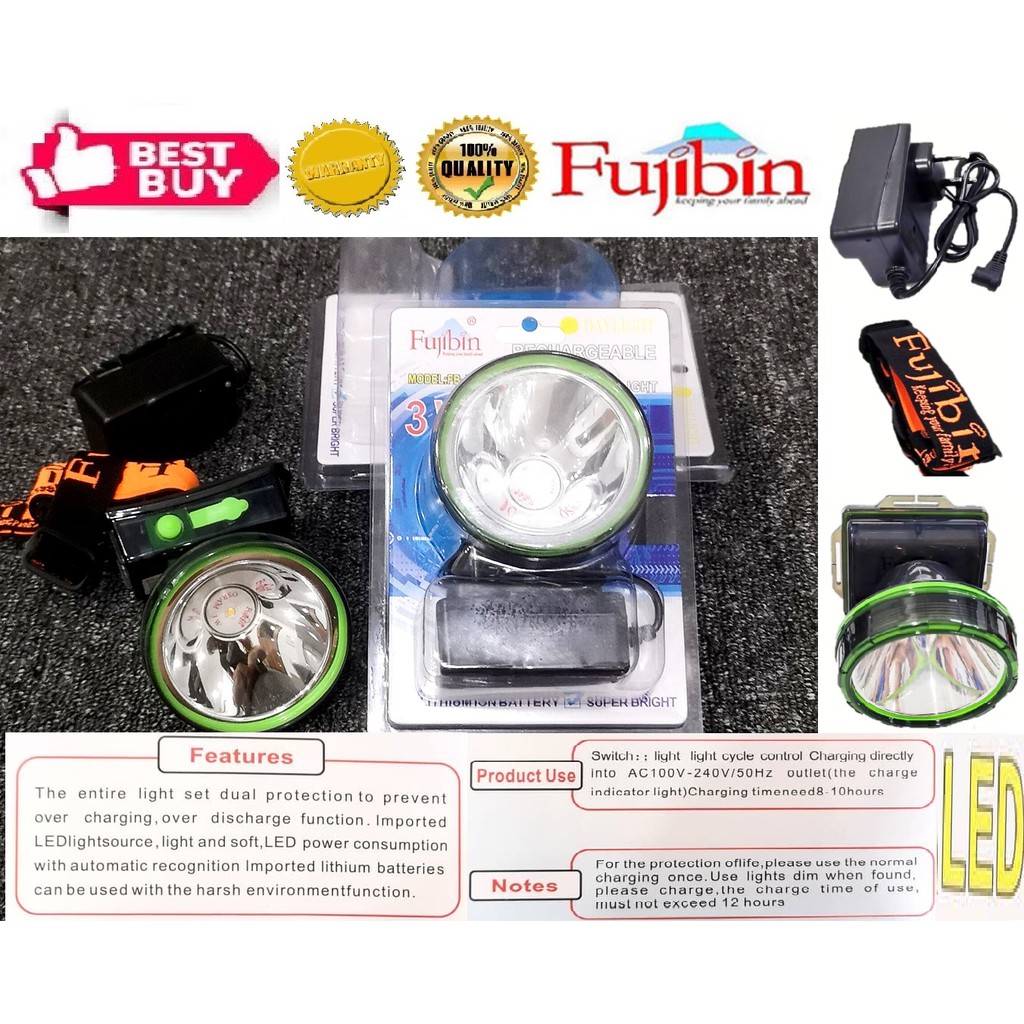 Fujibin LED Rechargeable Head Light (3W/10W/15W) | Shopee Malaysia
