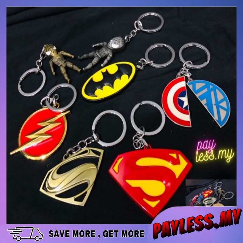 MARVEL Avengers car keychain CAPTAIN AMERICA IRON MAN SPIDERMAN BATMAN ...