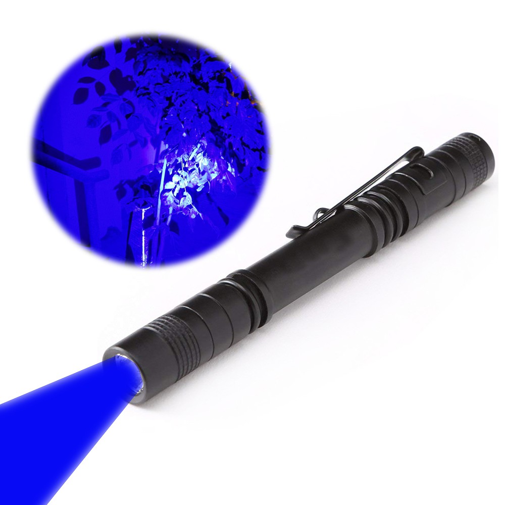 3W Mini Pen Type Blue Light LED Flashlight Hunting Fishing Blue Clip ...