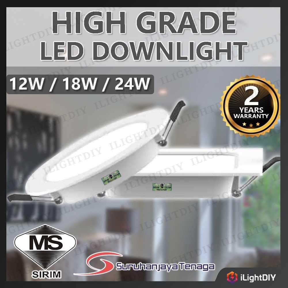 LED DOWNLIGHT 12W/18W/24W 4"/6"/8" ROUND/SQUARE RECESSED LED PANEL ...