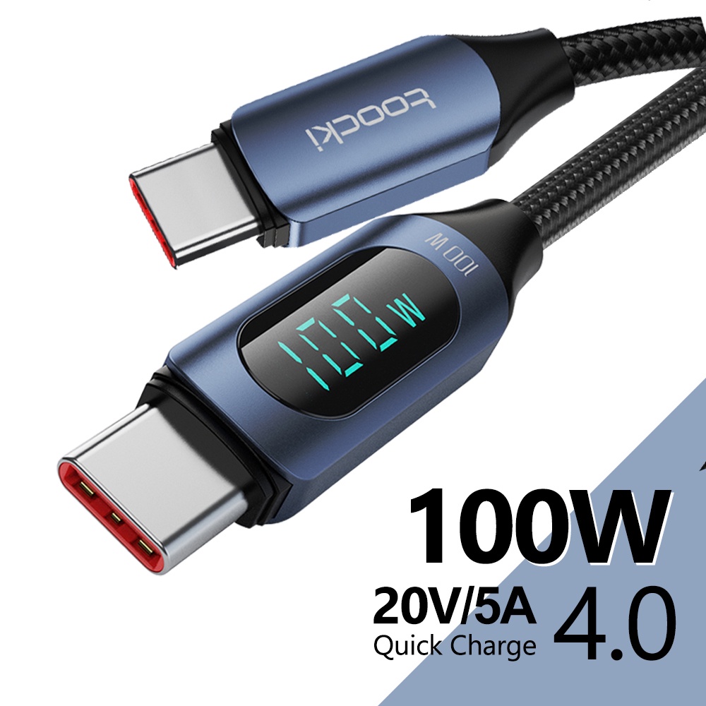 100W 6A Fast Charge Cable Type C PD Cable USB Digital Display Data Line Cable Type C-L Nylon ...