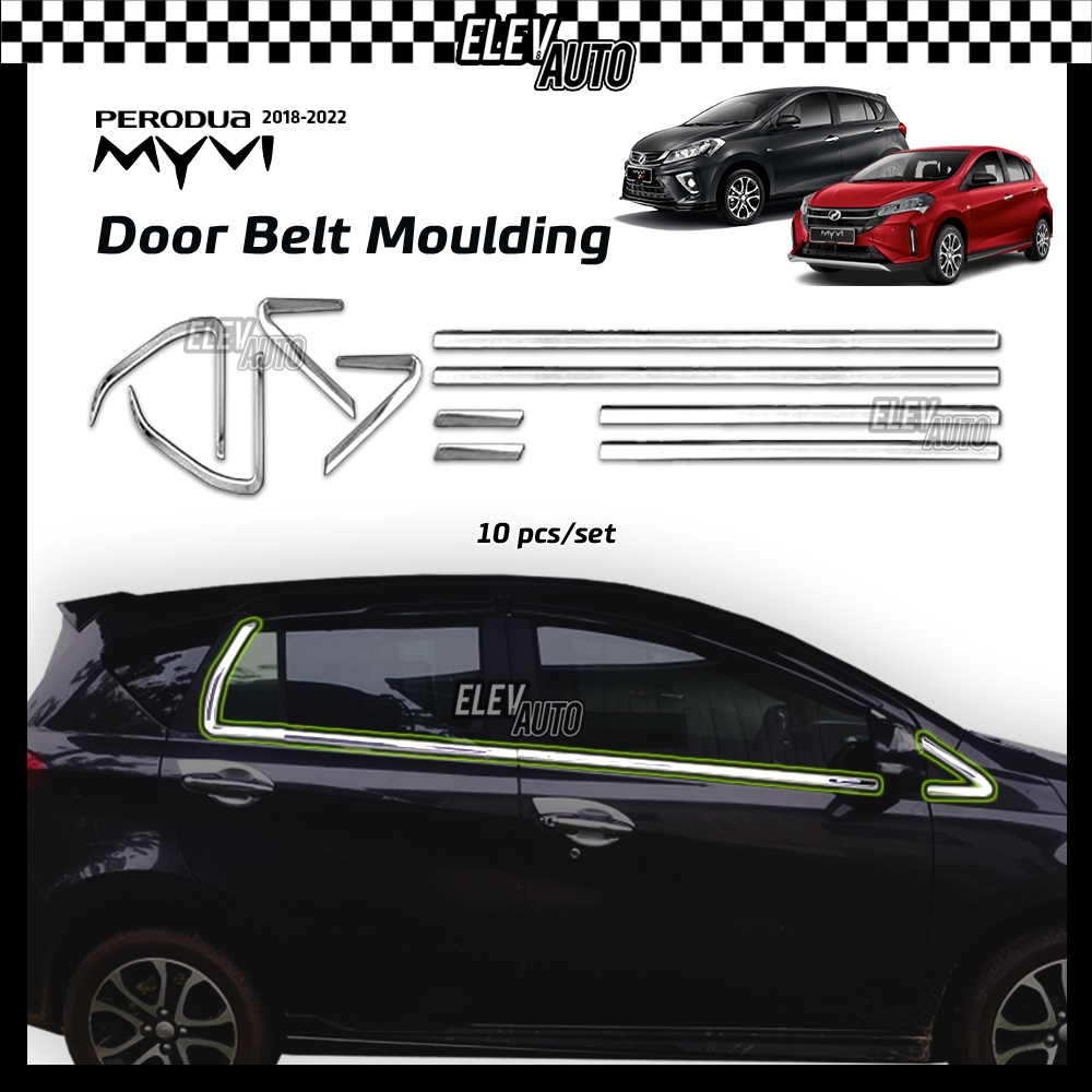 Perodua Myvi G3 2018 - 2024 CHROME Door Belt Moulding Window Lining ...