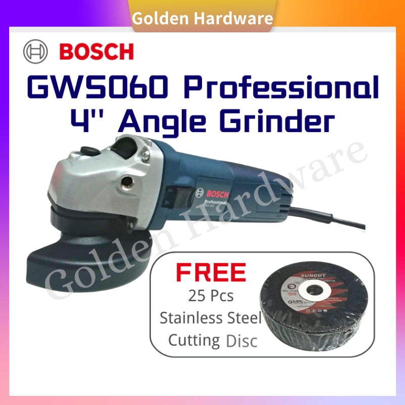 BOSCH GWS 060 Professional 4'' Angle Grinder (Free 25 Pcs Esicut 4 ...