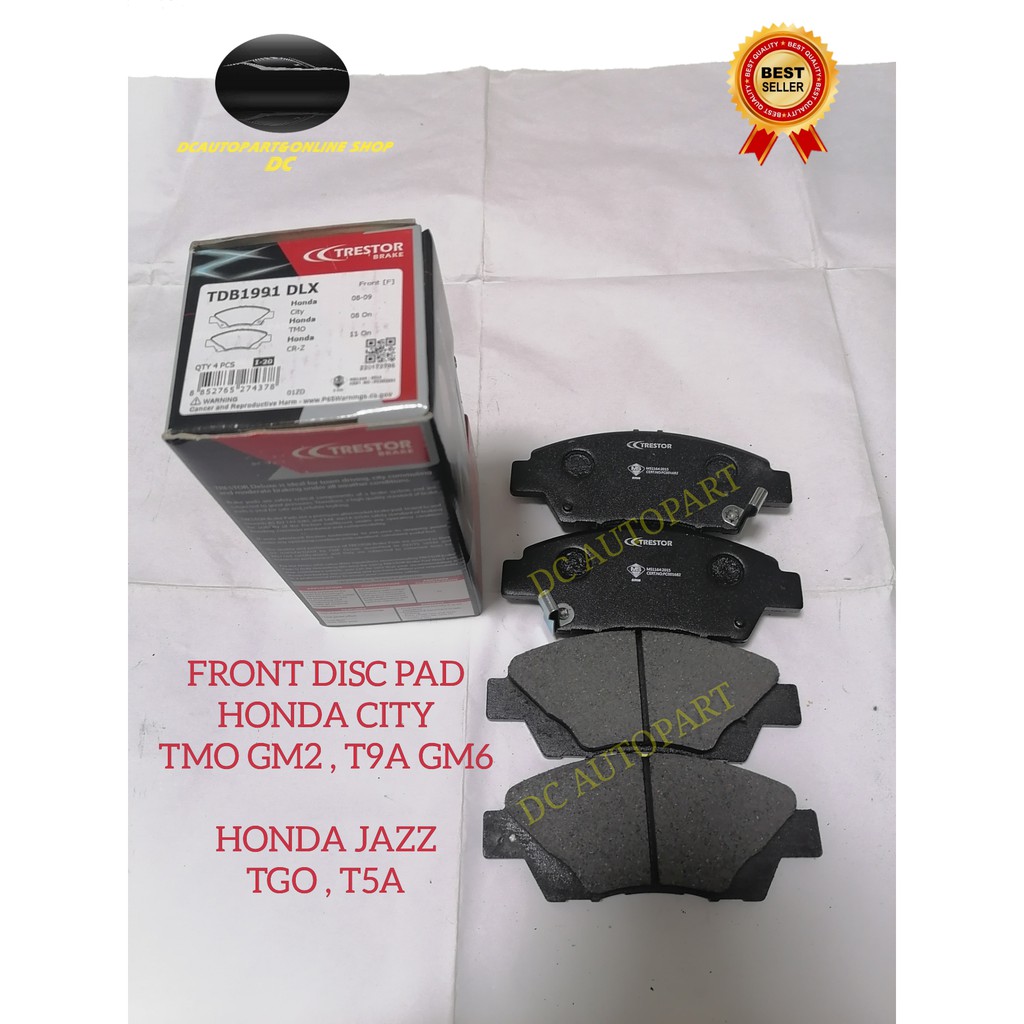 TRESTOR DELUXE FRONT BRAKE DISC PAD HONDA CITY TMO , T9A GM6 , JAZZ GE ...