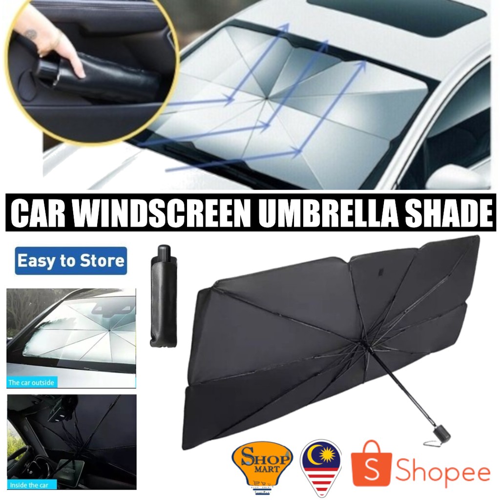 Car Windscreen Umbrella Sun Shade Chrome Sun Shield Foldable Sun Light ...