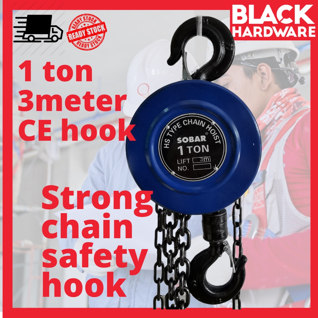 BLACK HARDWARE Lever CHAIN Manual Hoist Chain Lifting BLOCK 1 Ton 3 ...