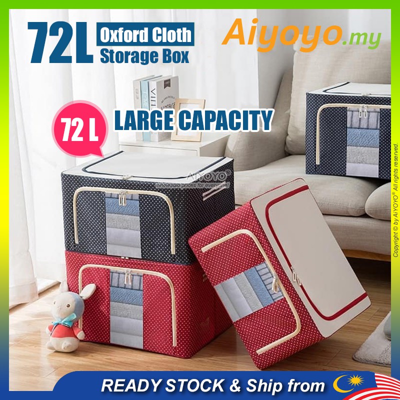 72L Foldable Storage Box Organizer Large Capacity Kotak Simpanan Oxford ...