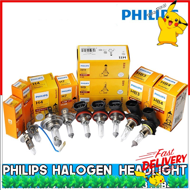 GENUINE Philips 3200K Halogen Headlight BULB H1 H3 H4 H7 H8 H11 HB3 HB4 ...