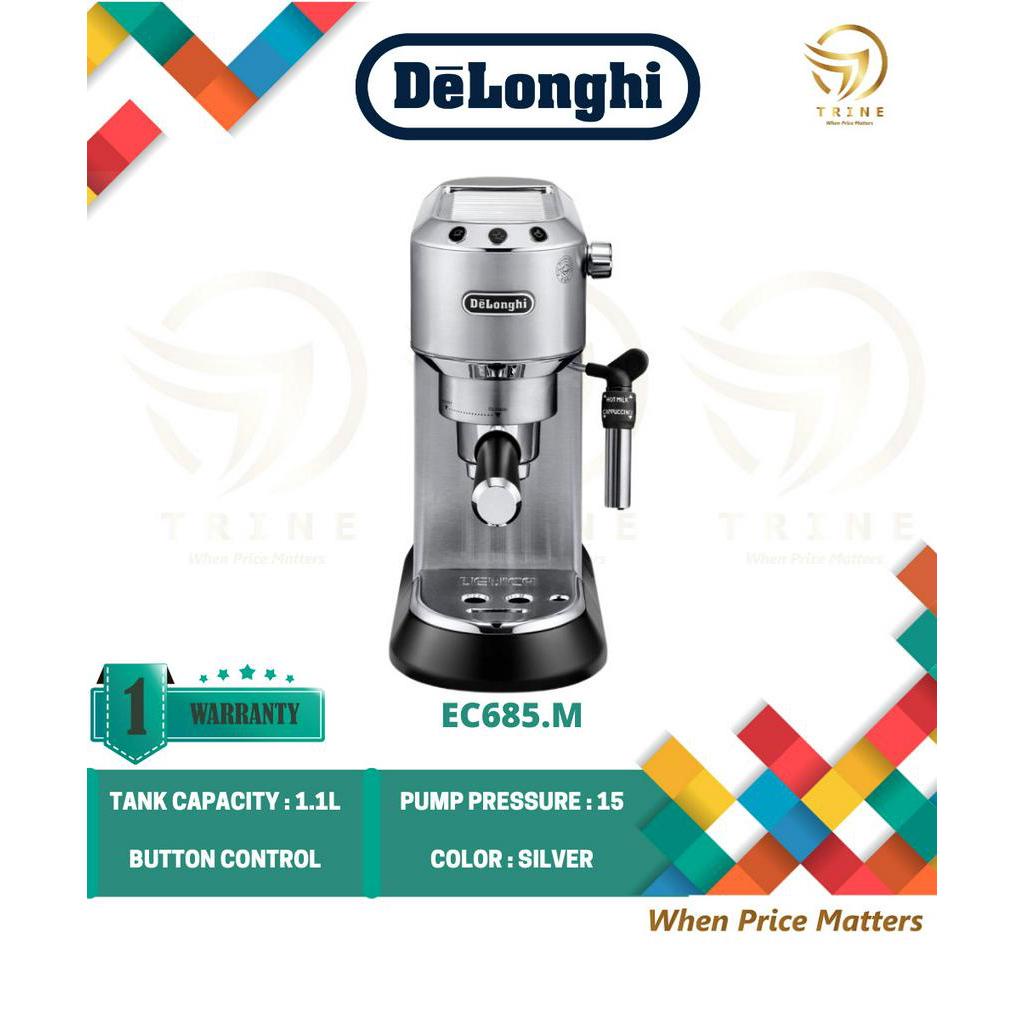 DeLonghi Dedica Style Sleek Metal/Red - Pump Espresso Coffee Machine ...