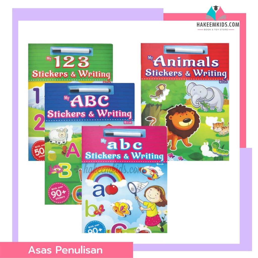 BUKU ASAS PENULISAN DAN STICKER ABC NUMBER MY ANIMALS STICKER & WRITING ...