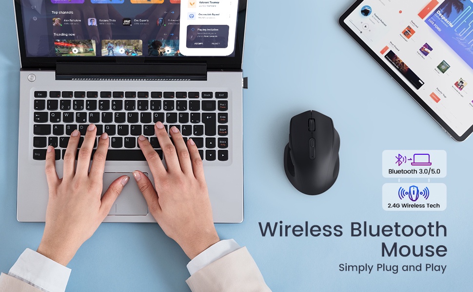 VicTsing PC350 Muti-Device Wireless Mouse 2.4G+Dual Bluetooth 3 Modes ...