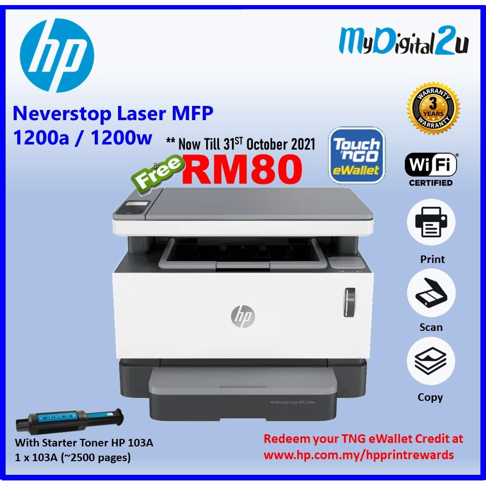 HP Neverstop Laser MFP 1200a / 1200w Printer | Shopee Malaysia