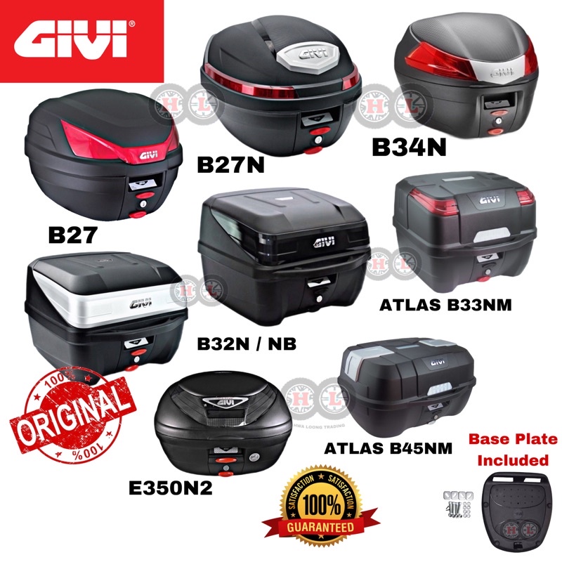 GIVI BOX MONOLOCK TOP CASE ORIGINAL WITH BASE PLATE- KOTAK GIVI B27 B27N B32N B32NB B34N E350N2 ...