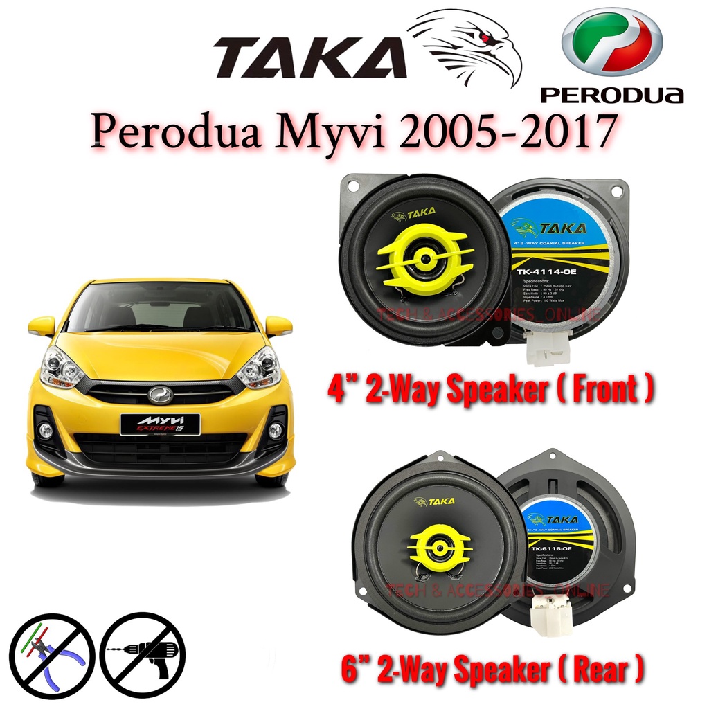 TAKA PERODUA Plug & Play OEM Speaker 2-WAY and MIDBASS Suitable for ...